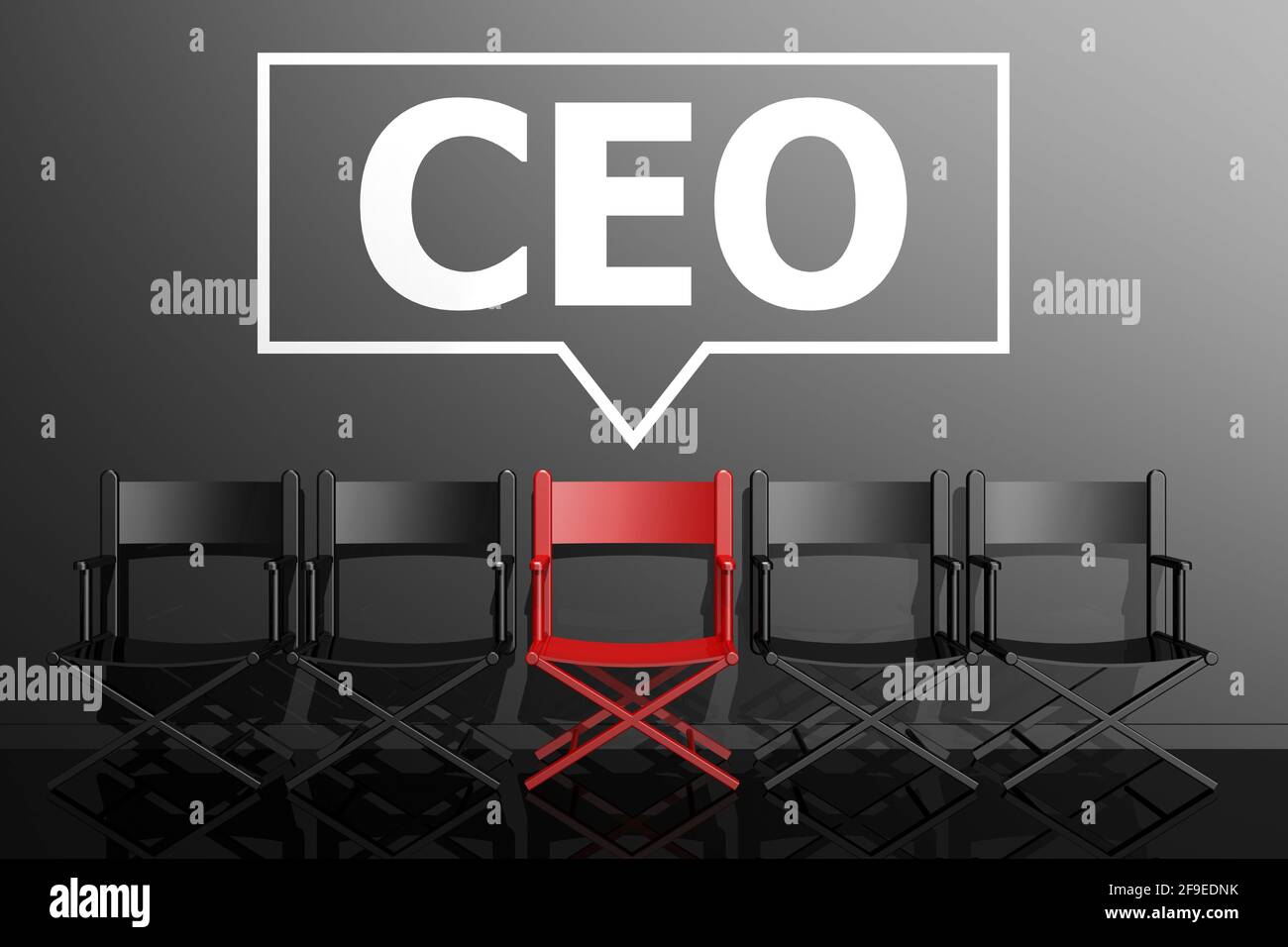 A 3D rendering of chair alignment with the highlighted CEO red color ...