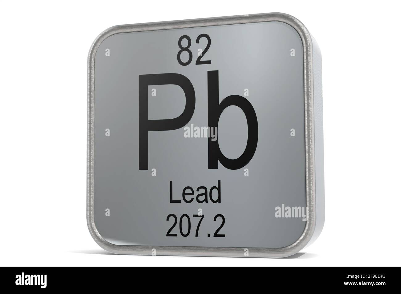 A 3D rendering of the Lead element symbol on the metal block isolated ...