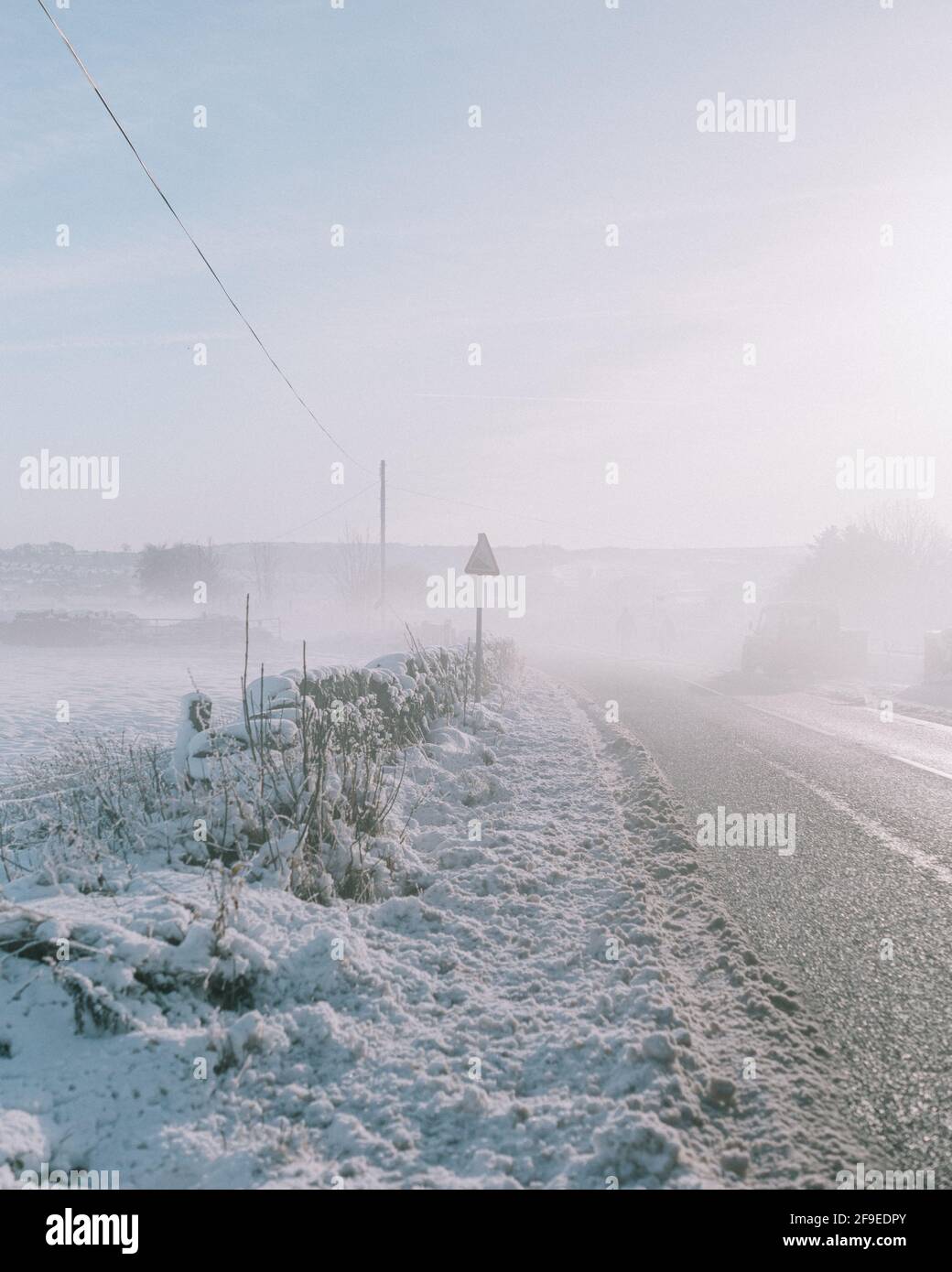 Snowstorm and field and road hi-res stock photography and images - Alamy