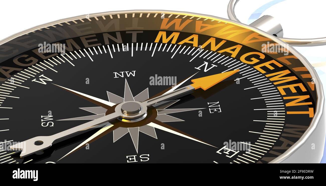 An illustration of a compass with a yellow needle pointing to the word ...