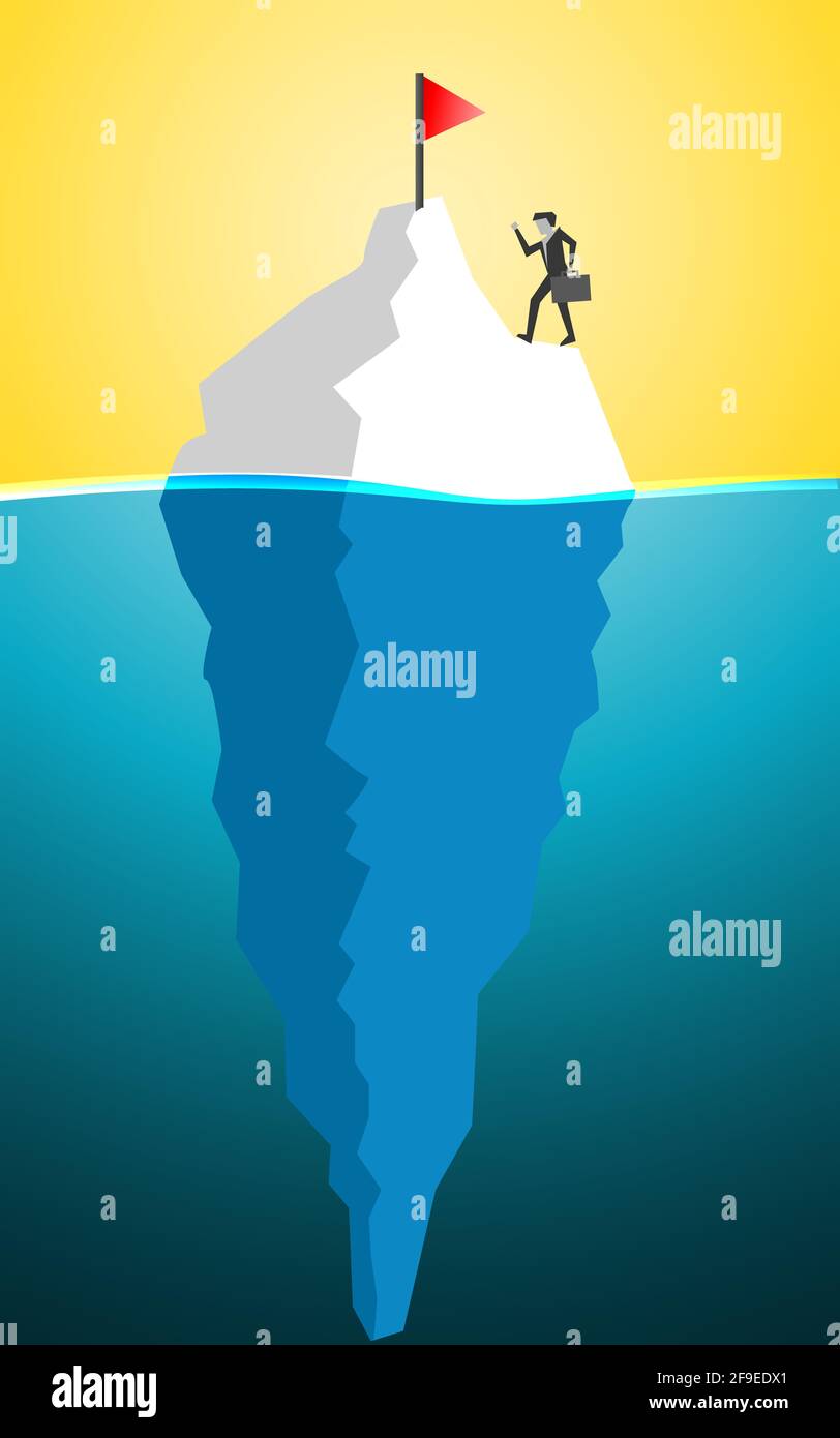 An illustration of a human icon on the top of the iceberg with a red ...