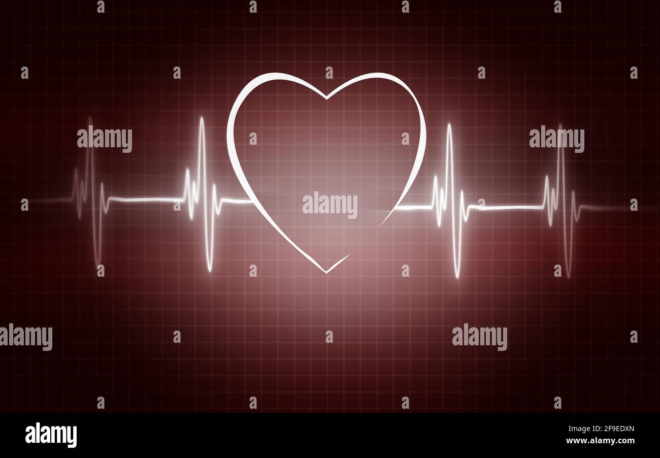 A lifeline forming a heart shape on a red seamless checkered background ...