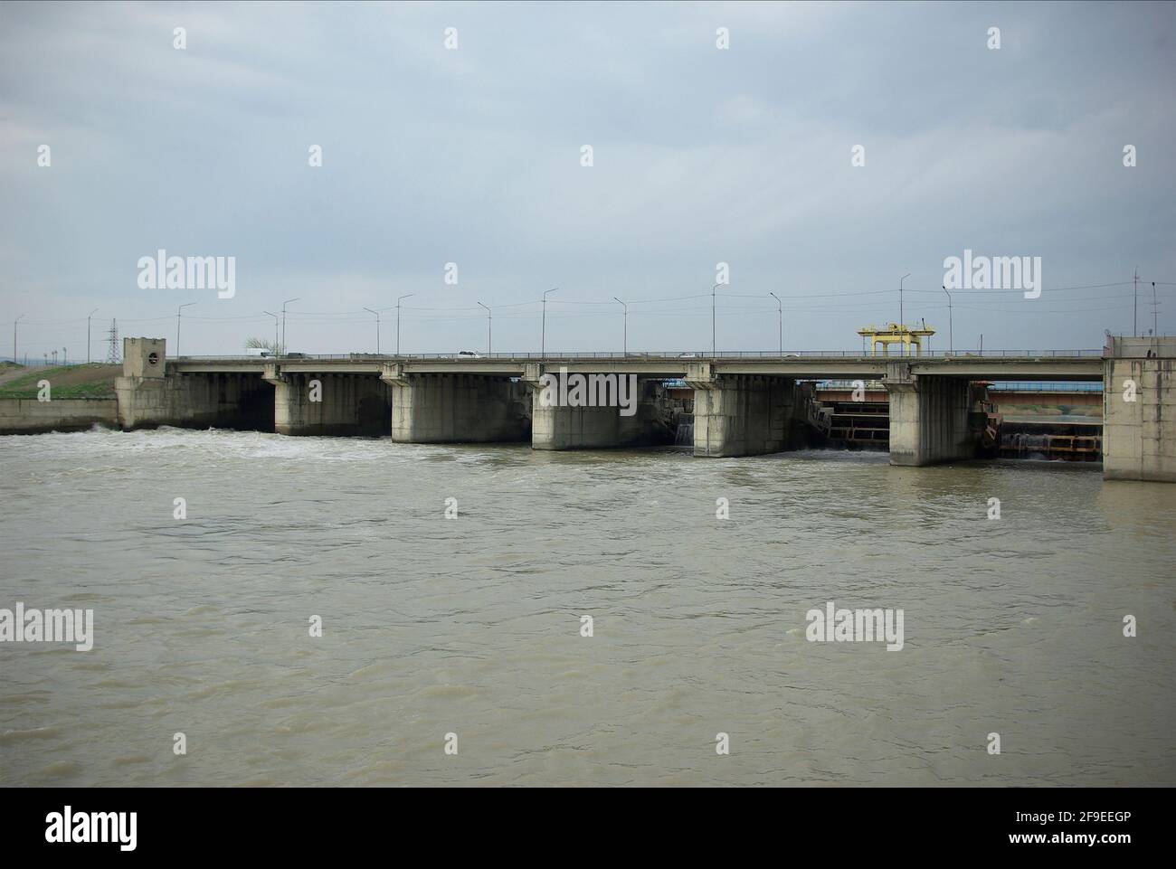 A damb built in Soviet era. Concrete damb on the river Stock Photo - Alamy