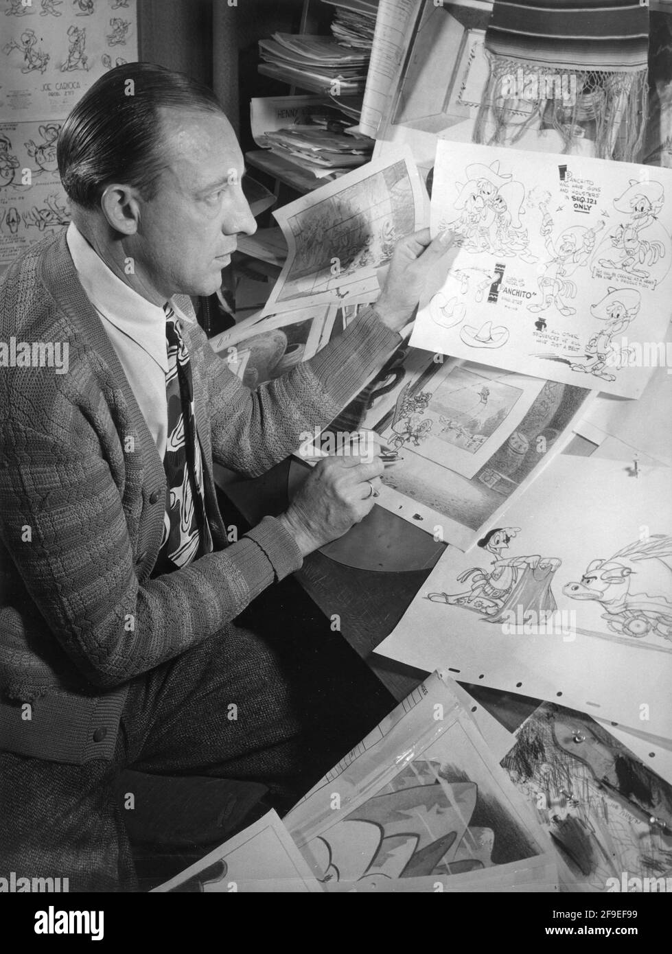 Unidentified Disney Layout Man / Art Director at work during production ...