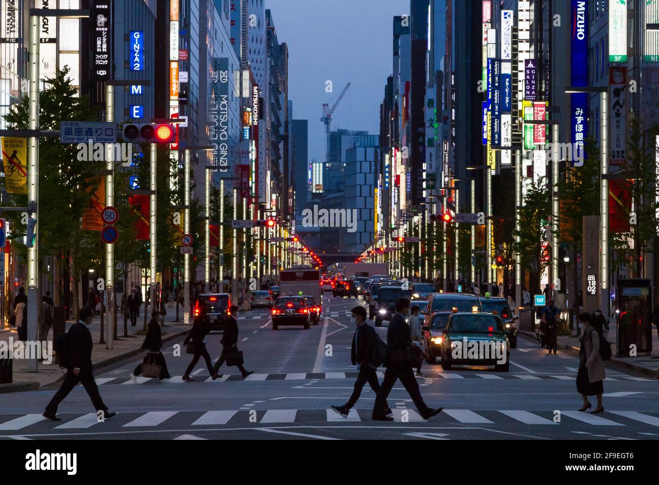 Ginza street at dusk. Tokyo, Japan Stock Photo - Alamy