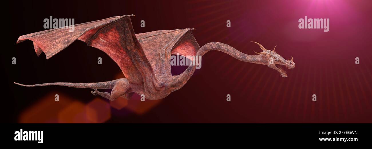 flying red dragon lit by the Sun Stock Photo - Alamy