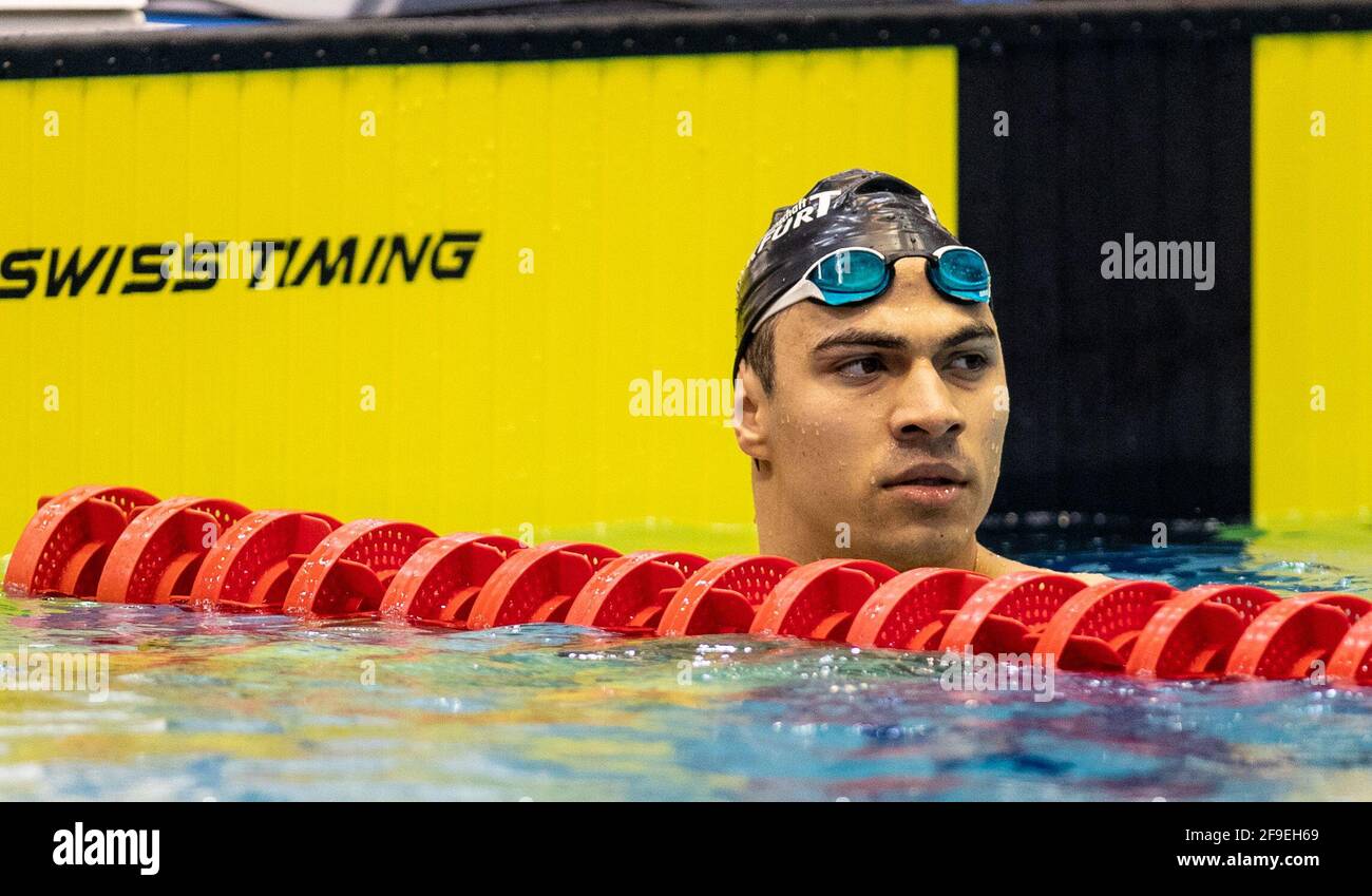 Berlin, Germany. 18th Apr, 2021. Swimming, Olympic qualification, pool ...