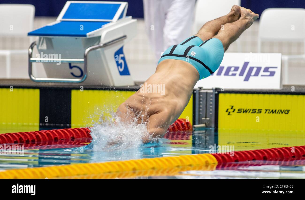 Berlin, Germany. 18th Apr, 2021. Swimming, Olympic Qualification, pool ...