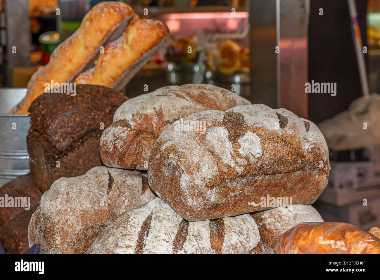 Different shapes and types of bread are on sale inside Adelaide Central ...