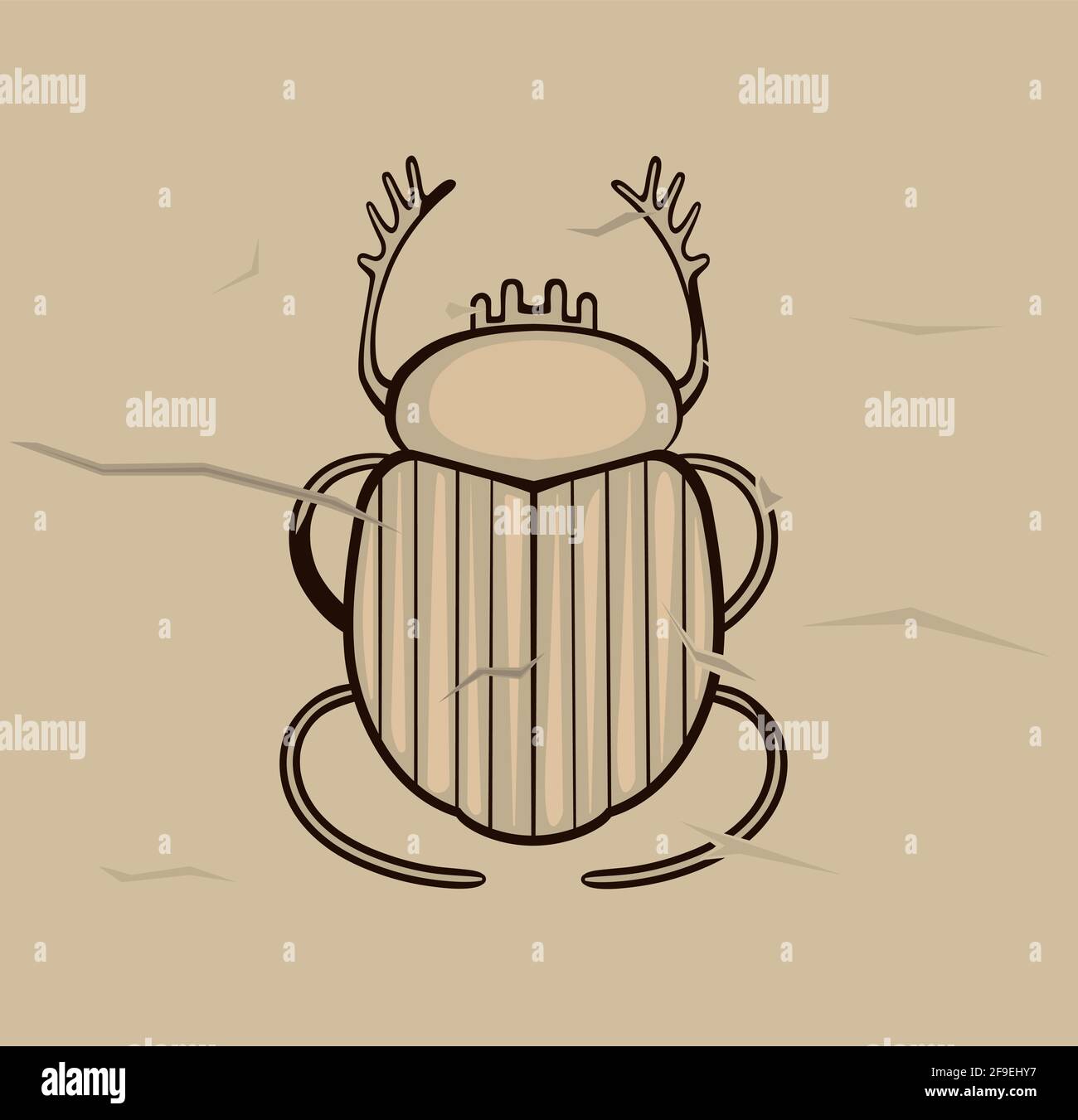 Vector illustration of a bas-relief with a scarab Stock Vector Image ...