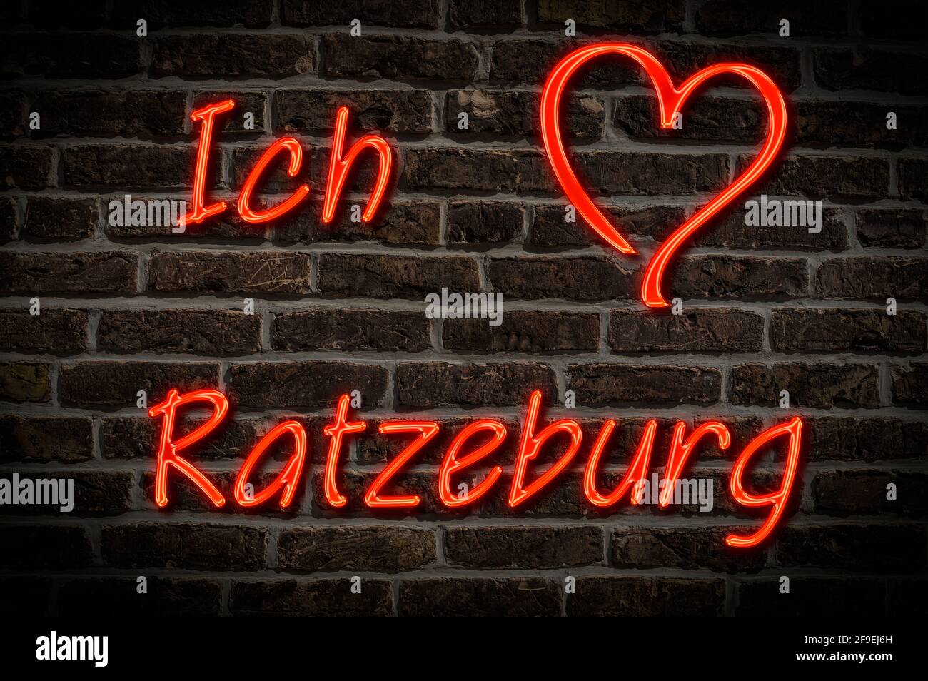 Leuchtreklame, Ich liebe Ratzeburg, Schleswig-Holstein, Deutschland ...