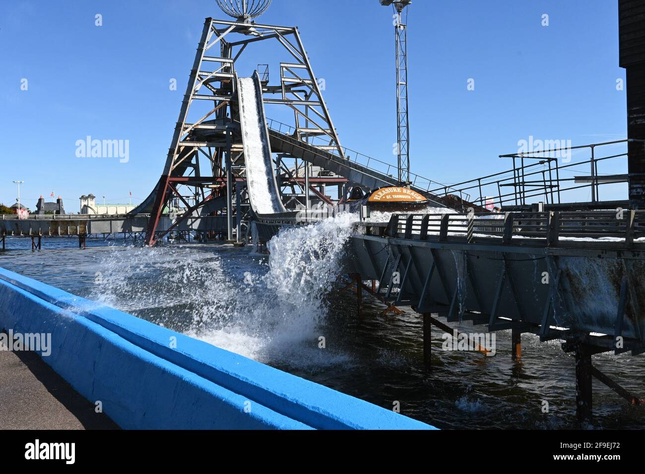 17thApril 2021 Great Yarmouth pleaseure beach funfair water plume ride ...