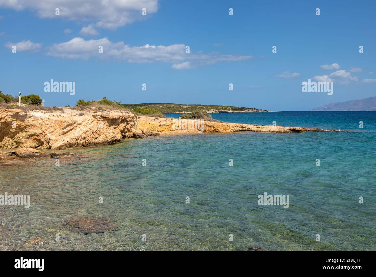 Coast of the island of Paros. View of the Aegean Sea. Cyclades ...