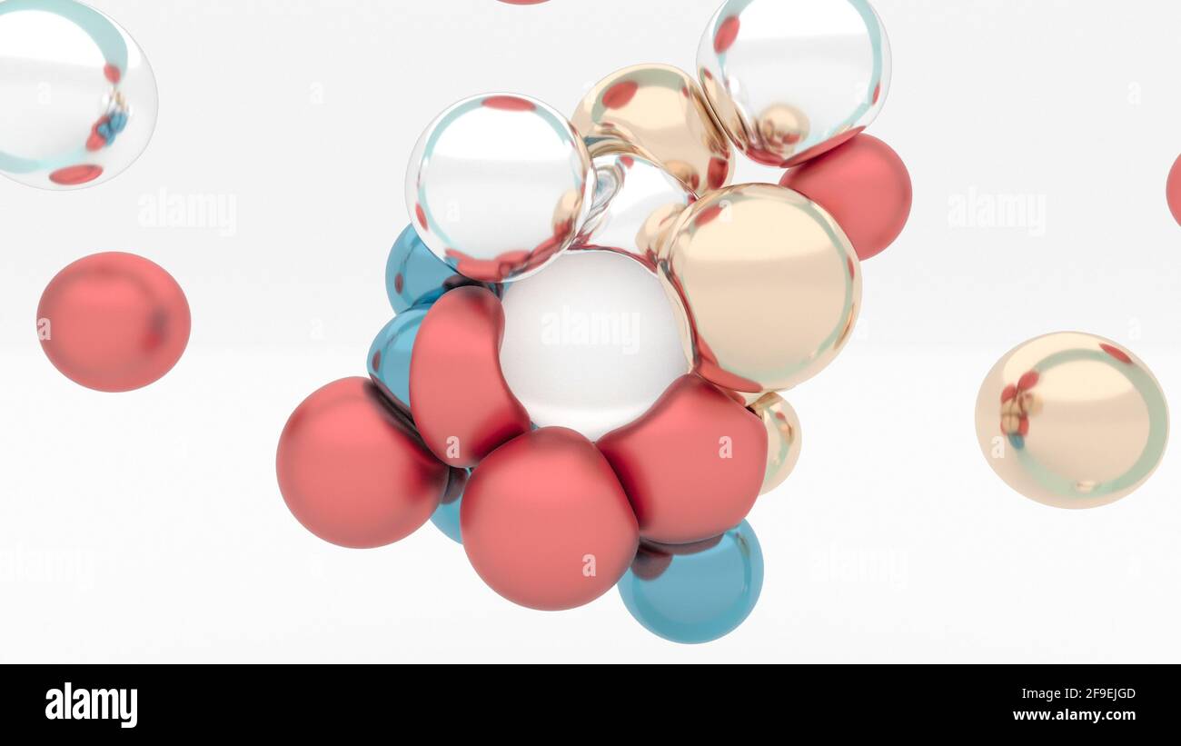 Modern metal elastic color spheres soft body colliding with a magnet 3d ...