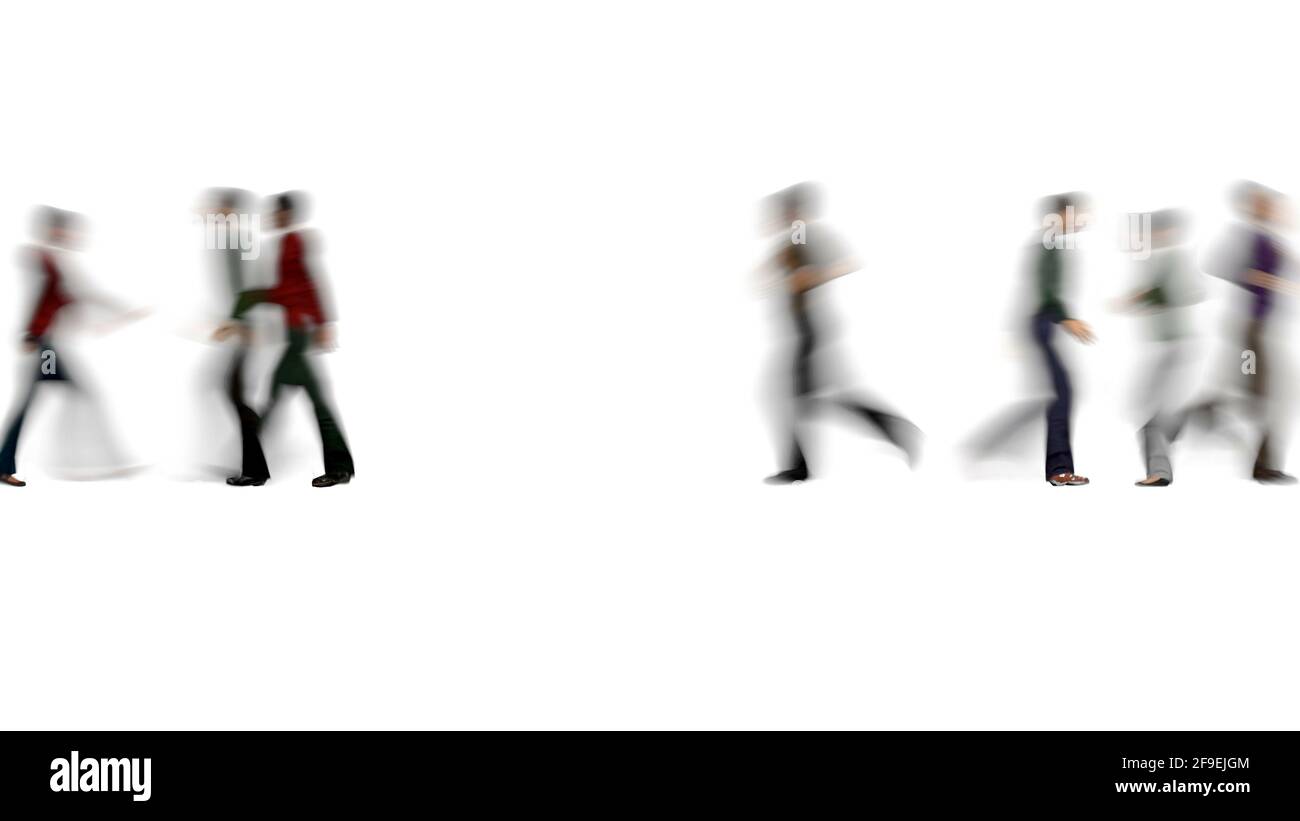 Blur crowd of people Busy Outdoor walking Rush hour 3d render Stock ...
