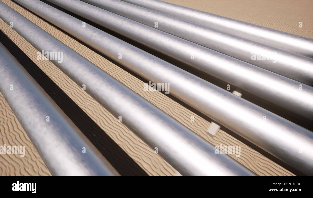Aerial landscape oil pipe Industrial technology Nature sand desert 3d ...