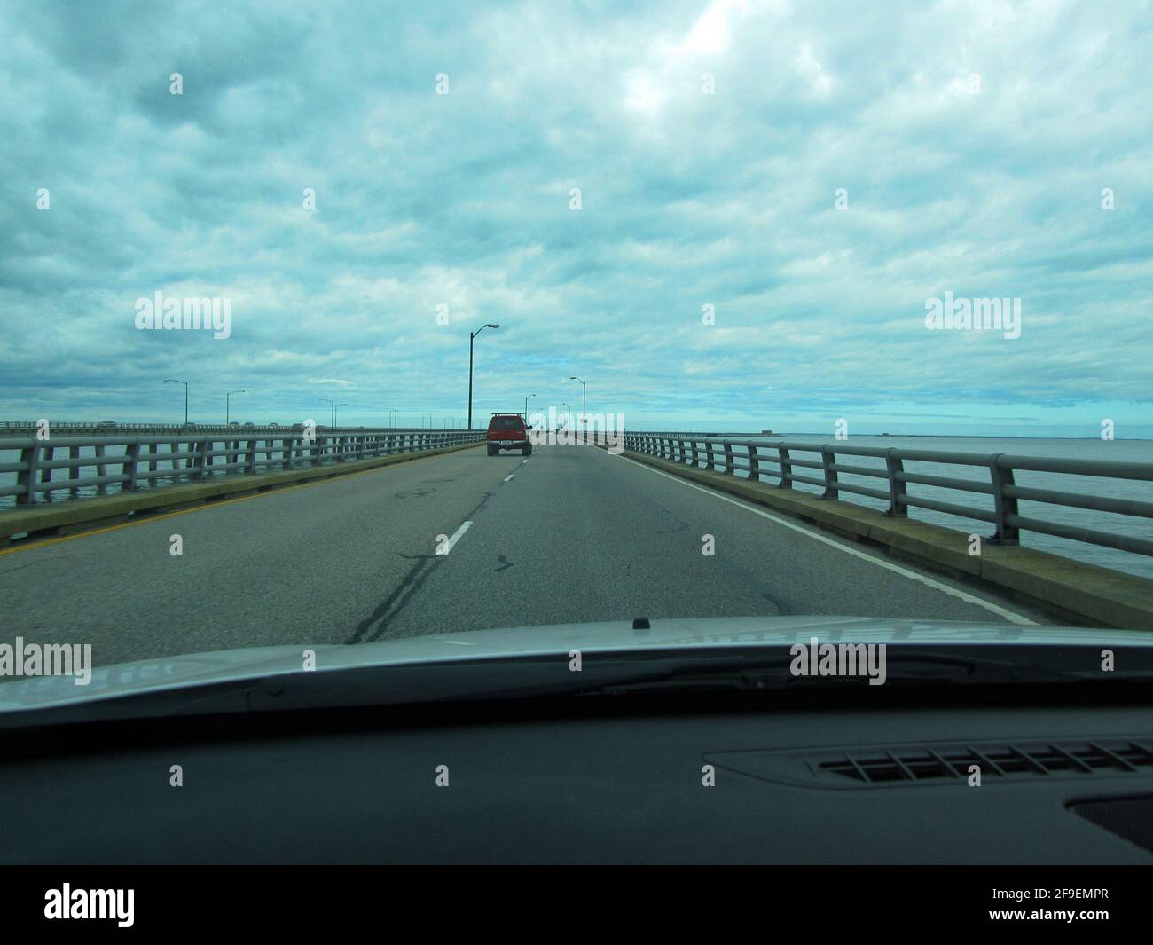 view over on the chesapeake bay bridge Stock Photo - Alamy