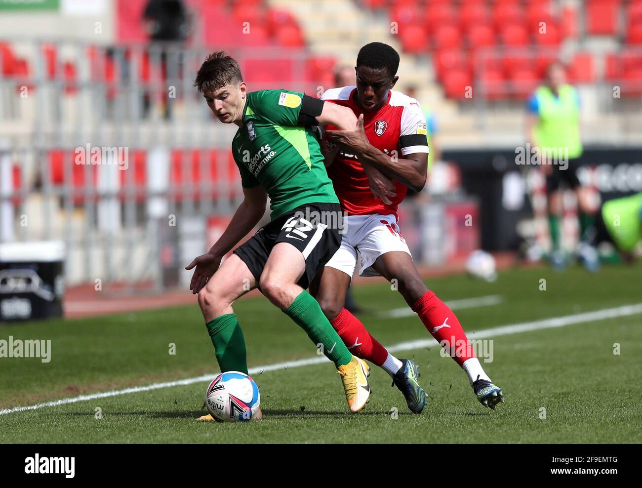 Birmingham City's Steve Seddon (left) and Rotherham United's Wes ...