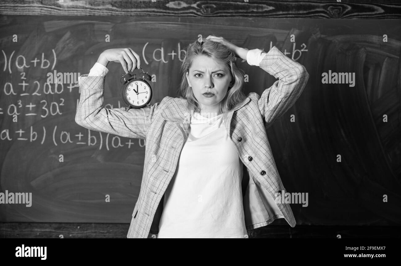 Lessons schedule concept. Time for break. Time has matter for her ...