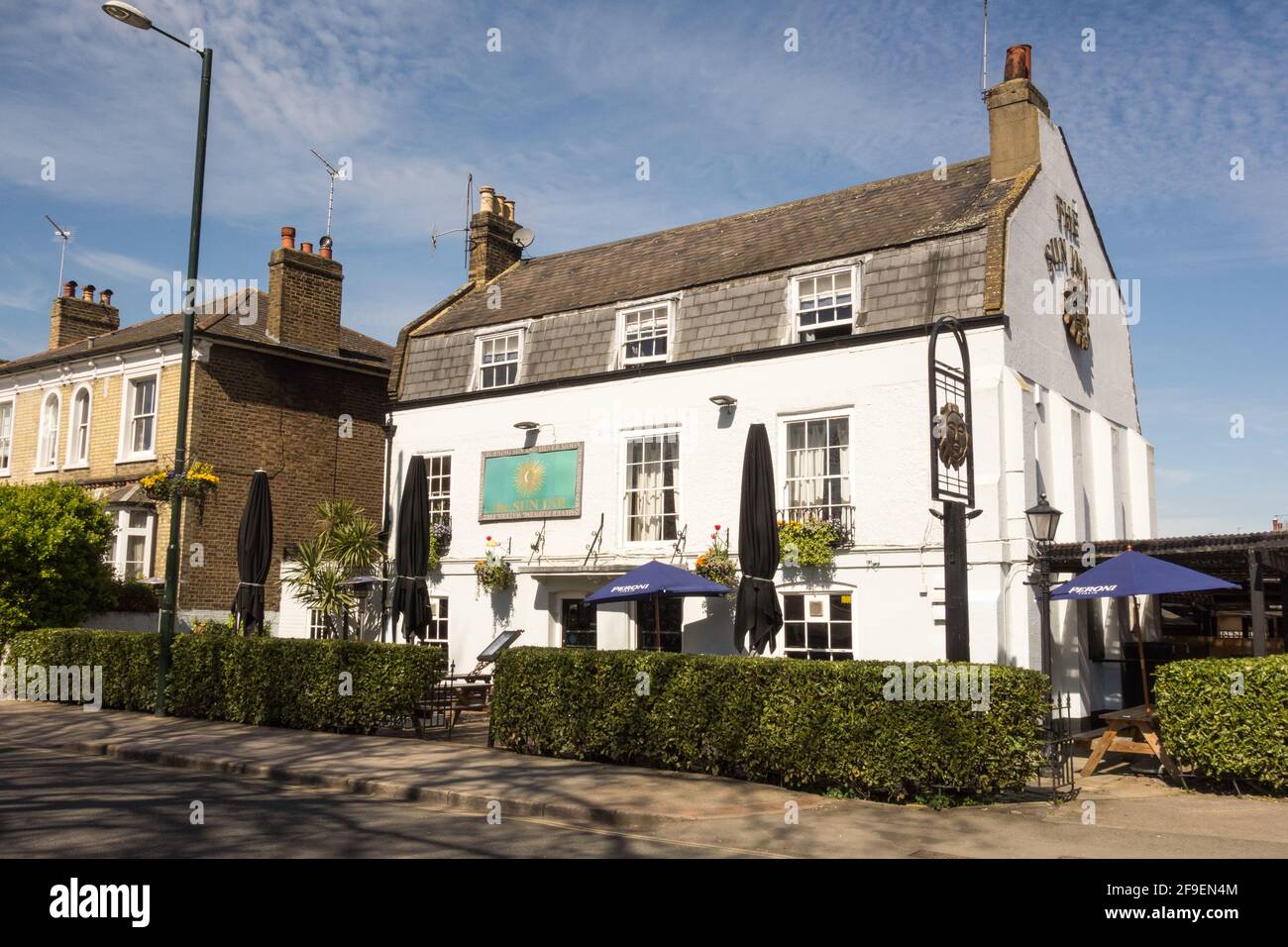 The exterior frontage of the Sun Inn pub, Barnes, London, SW13, England ...