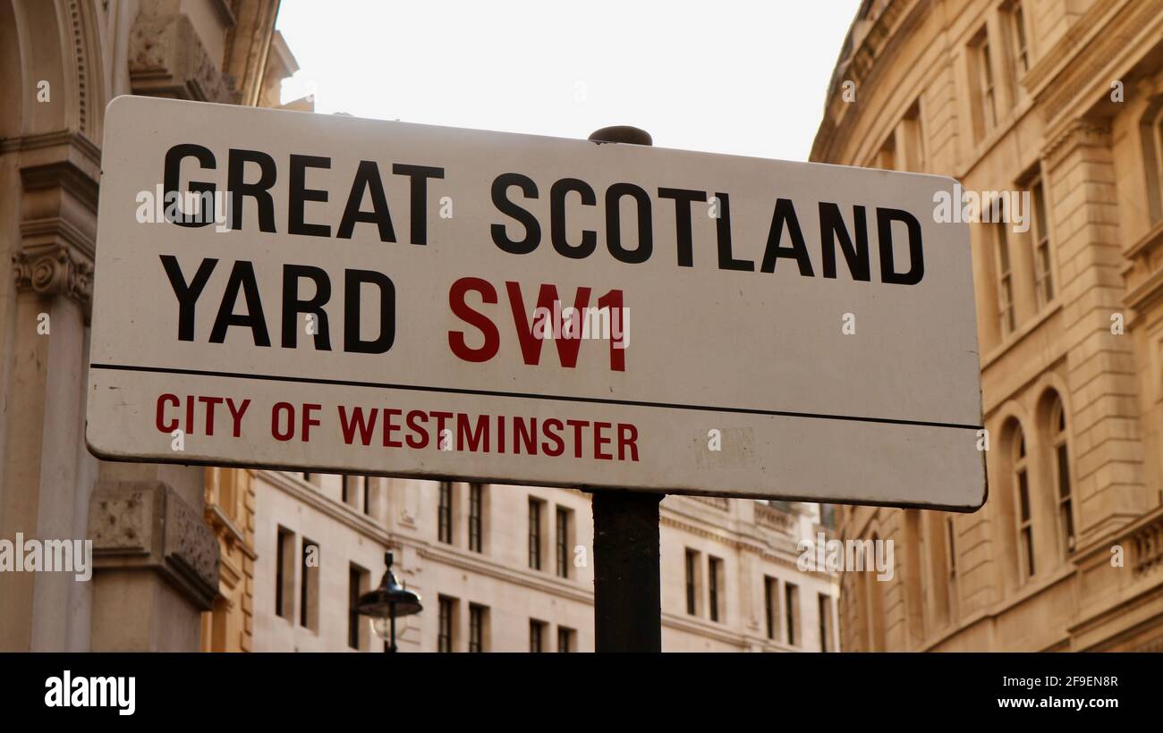 LONDON, UNITED KINGDOM - Feb 12, 2018: Great Scotland Yard, London, UK ...