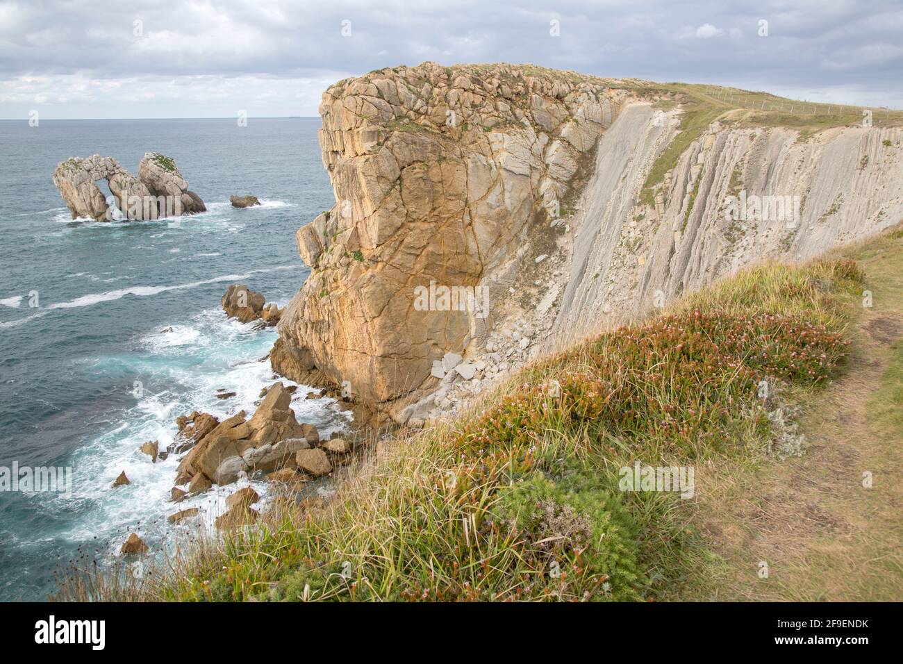 Coastline and Cliffs at Portio Beach, Santander, Cantabria, Spain Stock ...