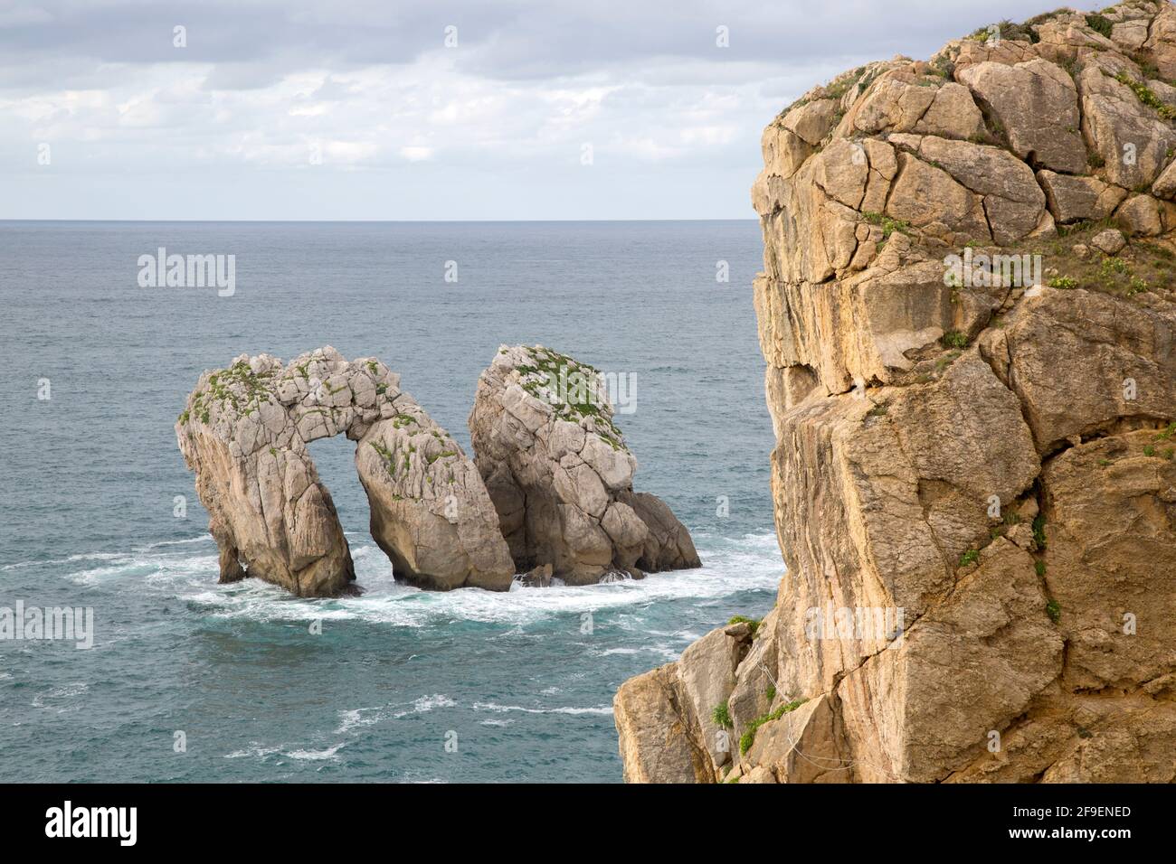 Coastline and Cliffs at Portio Beach, Santander, Cantabria, Spain Stock ...