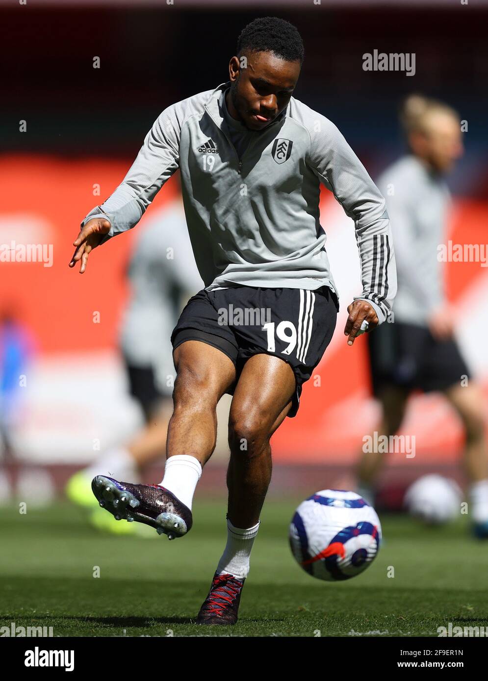 Fulham's Ademola Lookman warming up before the Premier League match at ...