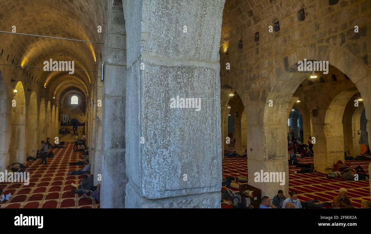 Al-Aqsa Mosque compound during on friday in Ramadan month Stock Photo ...