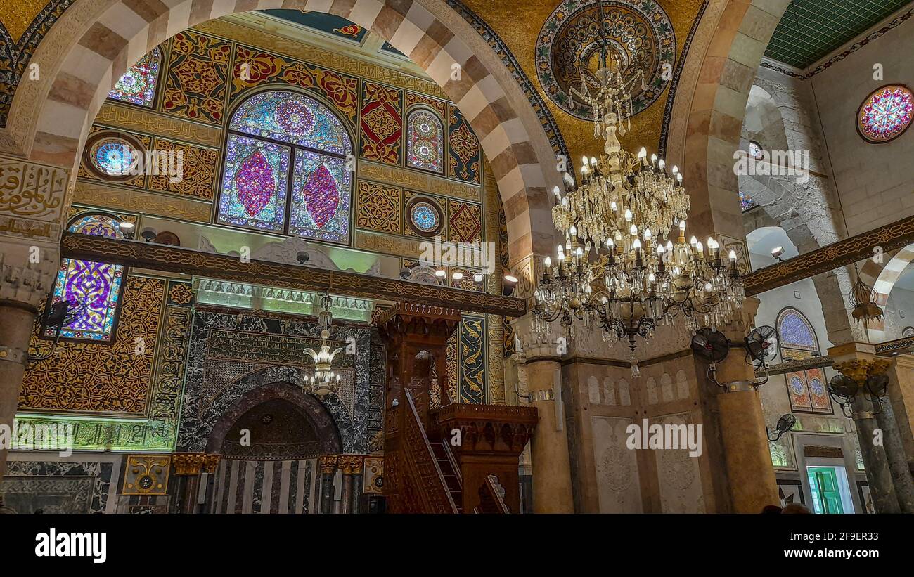 Al-Aqsa Mosque compound during on friday in Ramadan month Stock Photo ...