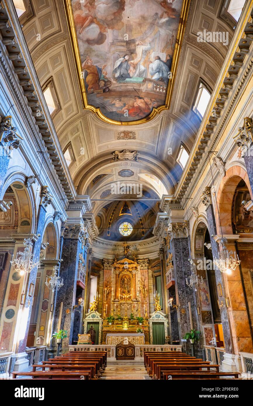 Santa Maria in Via basilica church interior in Rome, Italy Stock Photo ...