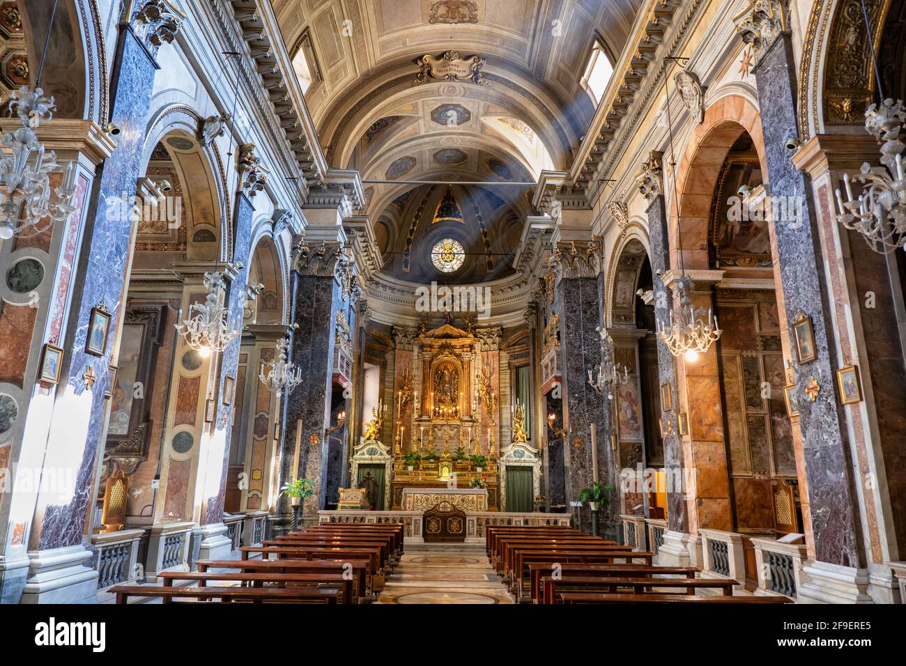 Santa Maria in Via basilica church interior in Rome, Italy Stock Photo ...