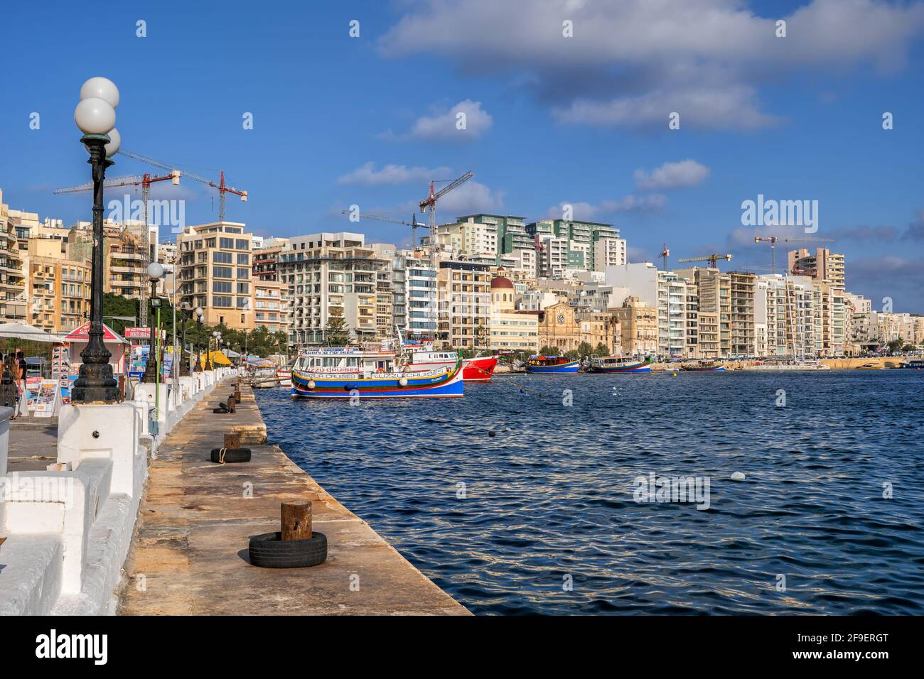 Sliema town skyline in Malta, watefront of Marsamxett Harbour in the ...
