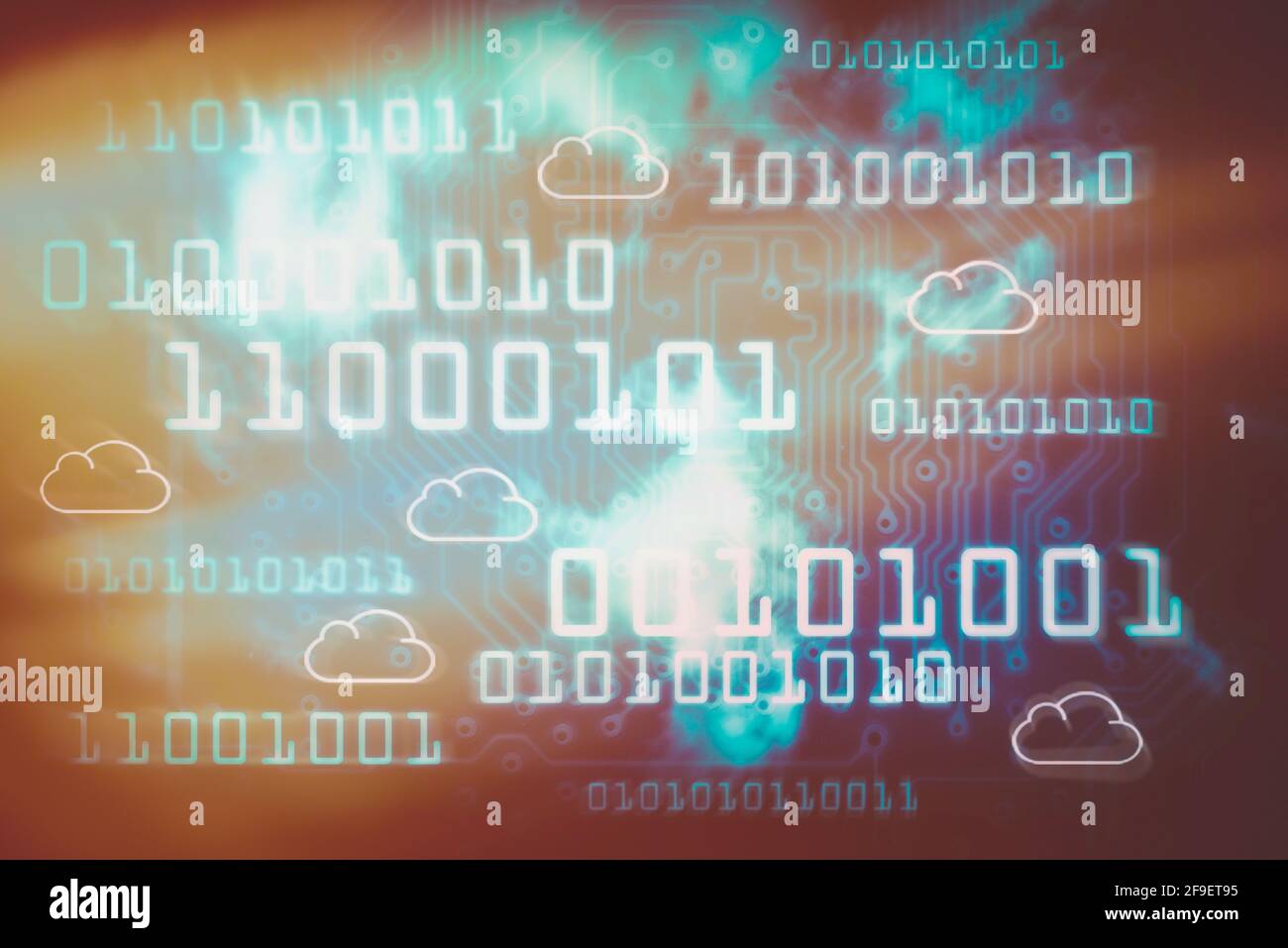 A cloud network technology background with binary codes Stock Photo - Alamy