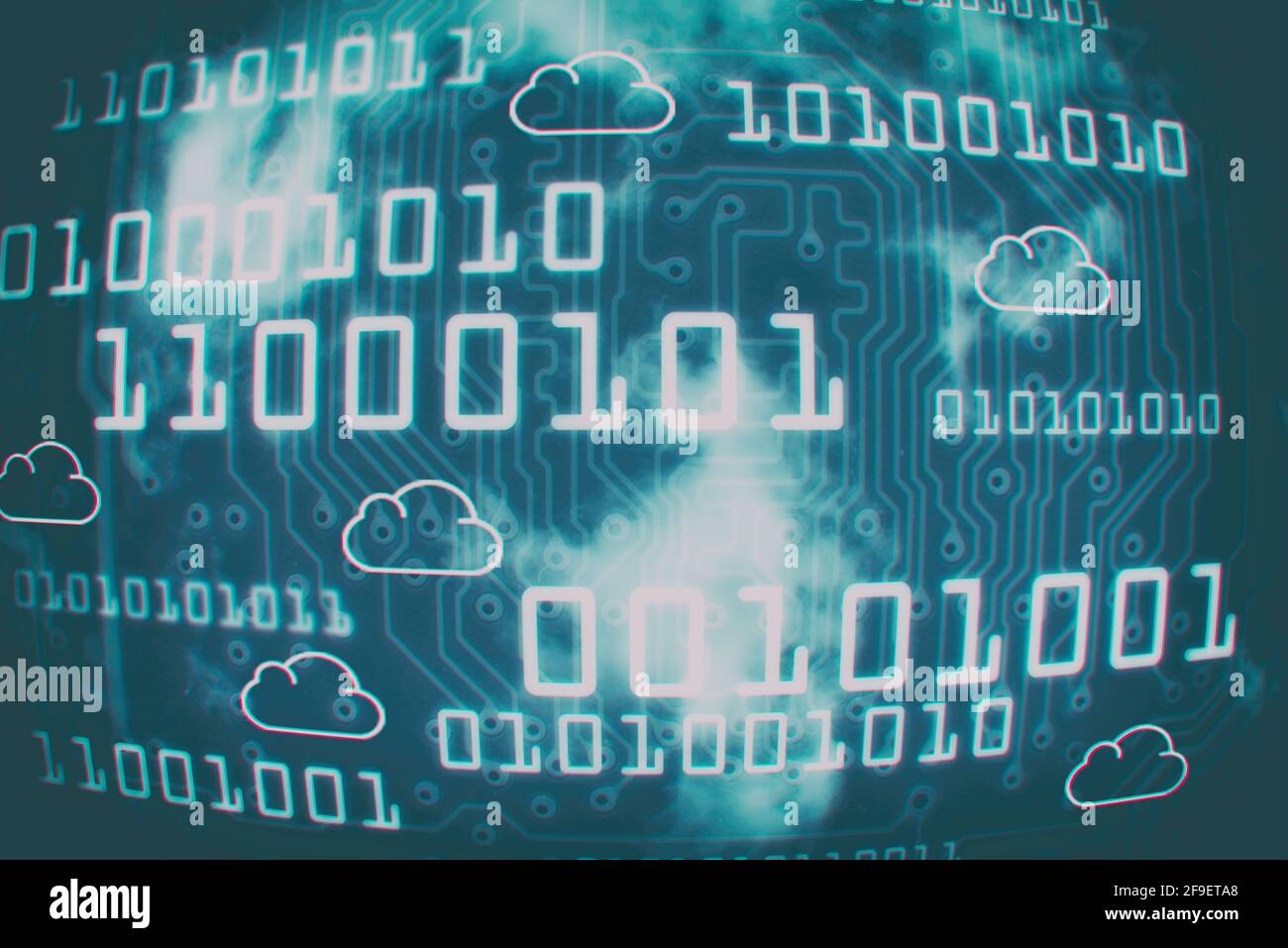 A cloud network technology background with binary codes Stock Photo - Alamy
