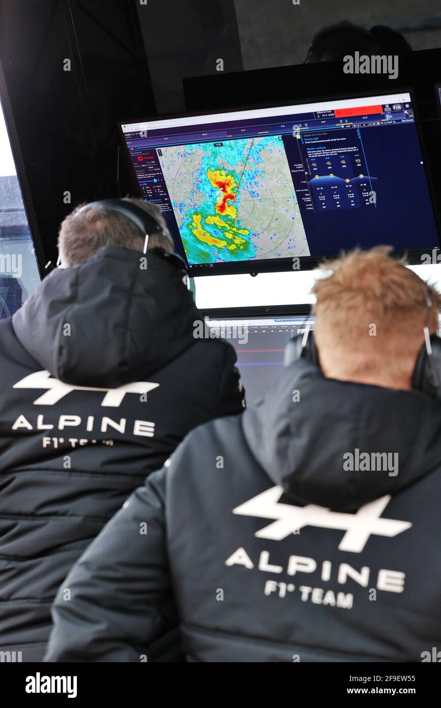 Alpine F1 Team - weather radar on the pit gantry. Emilia Romagna Grand ...