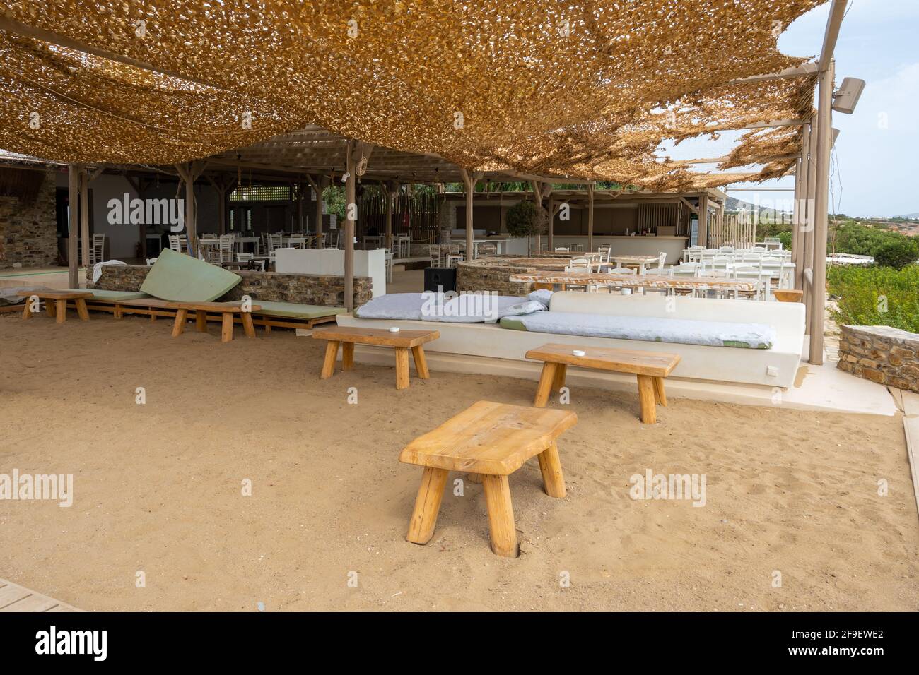 Antiparos, Greece - September 28, 2020: Soros beach restaurant on ...