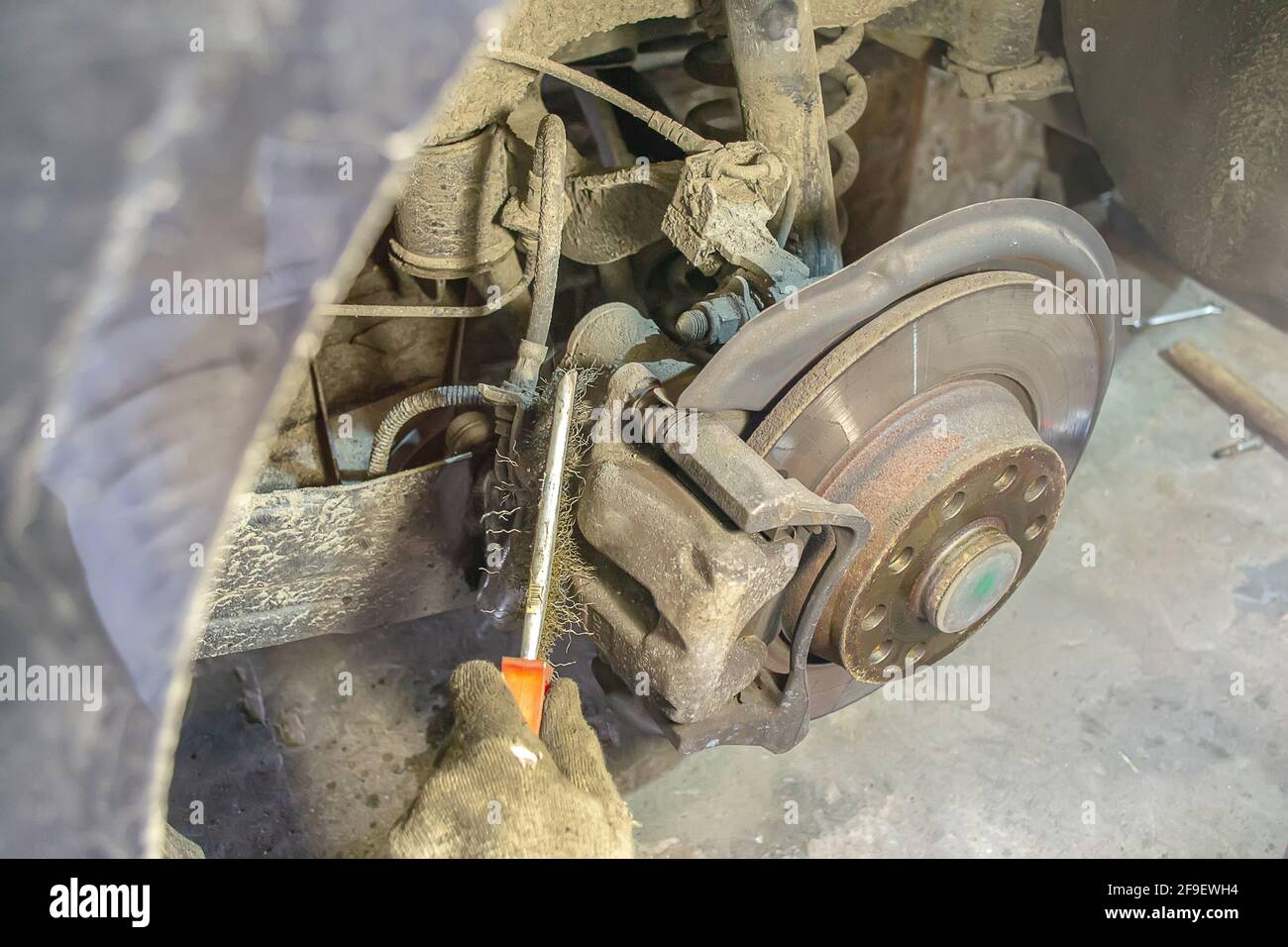 Car chassis repair. Selective Stock Photo - Alamy