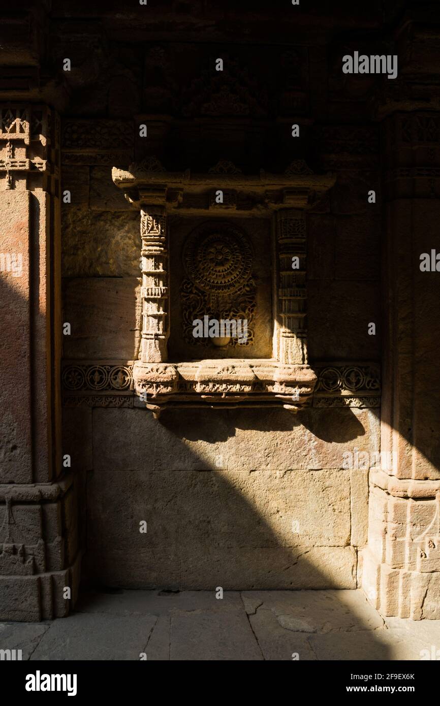 Intricate architectural design at the Adalaj Stepwell in Adalaj Village ...