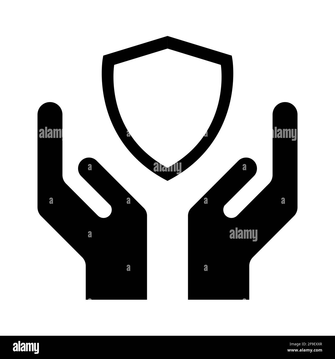 Hope icon, human hand with shield symbol, help and protection graphic ...