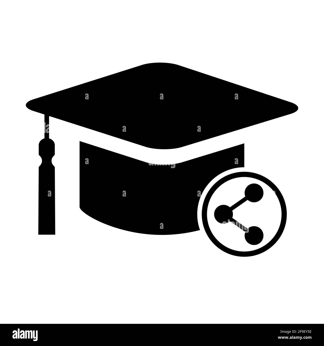 Cap, hat share symbol isolated on white background. Graduate education ...