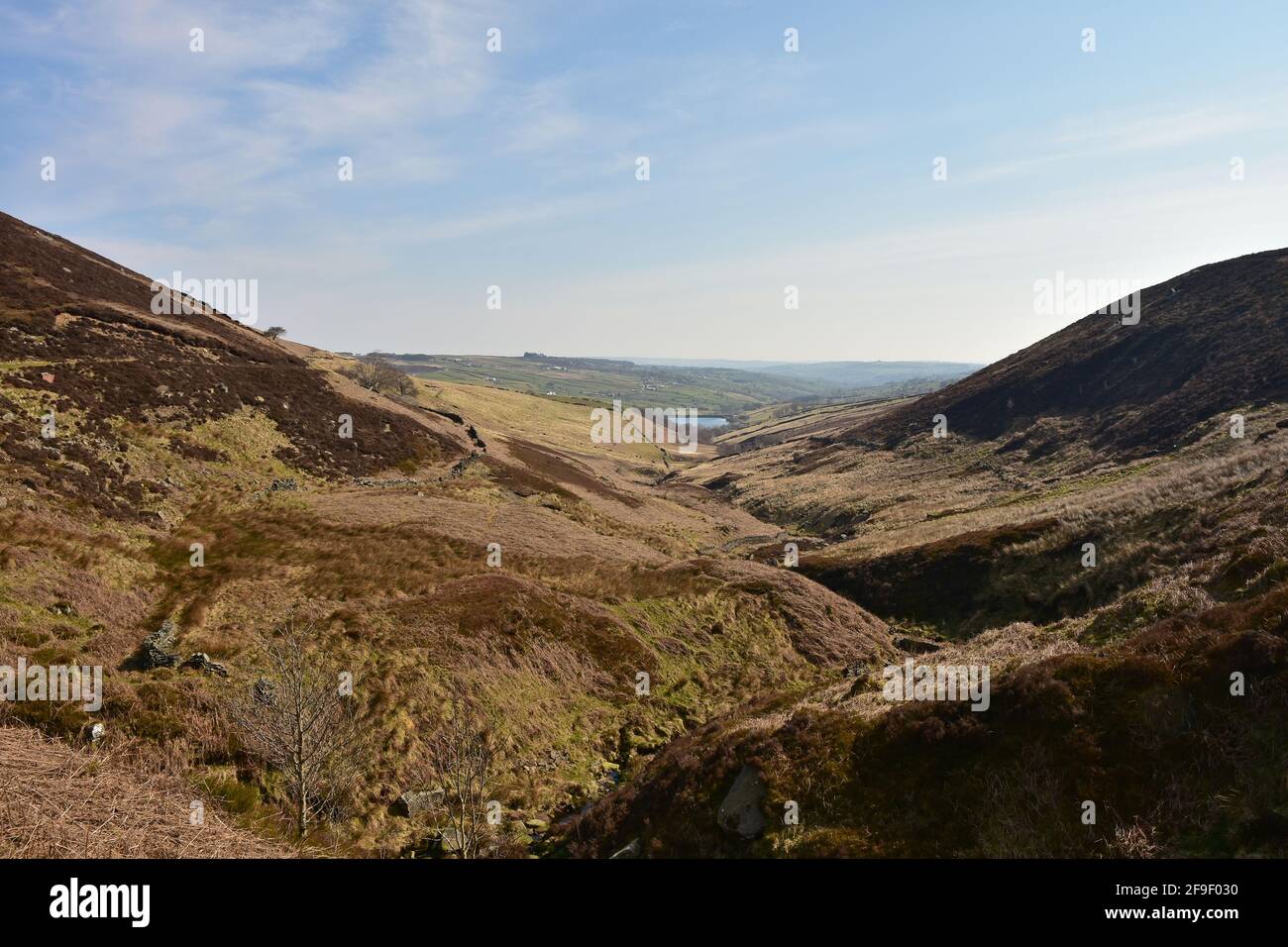 Ponden clough in Spring, looking towards Ponden reservoir, Bronte ...
