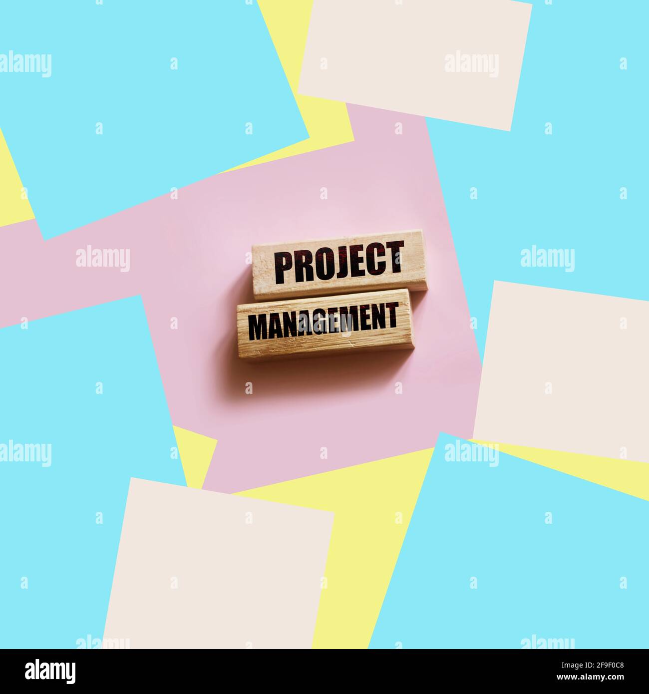 Projects Management is written on wooden blocks on a pink background ...