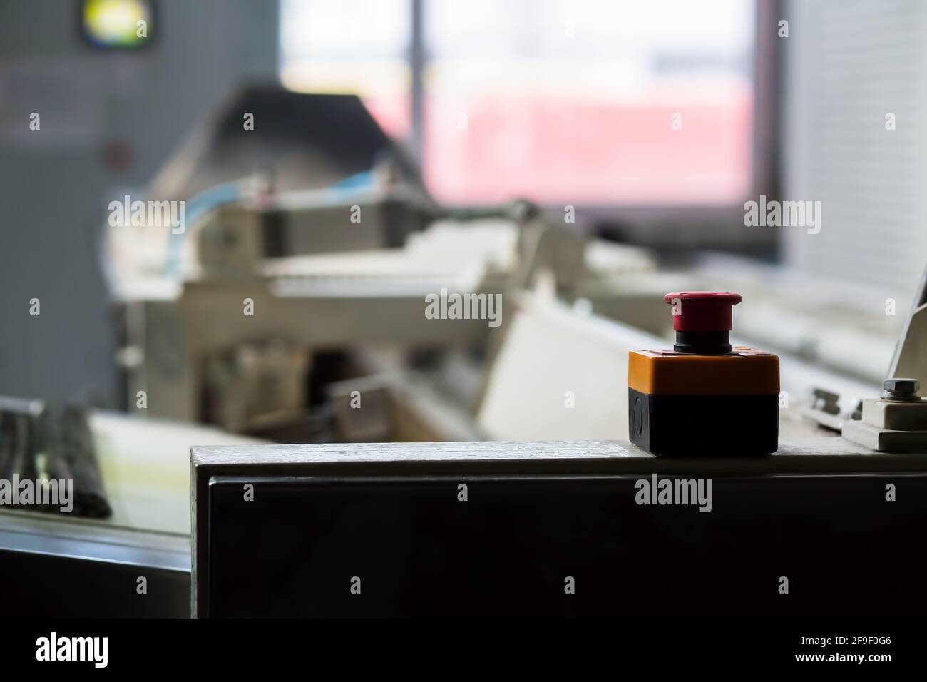 Emergency stop button. Red alarm industrial button Stock Photo - Alamy