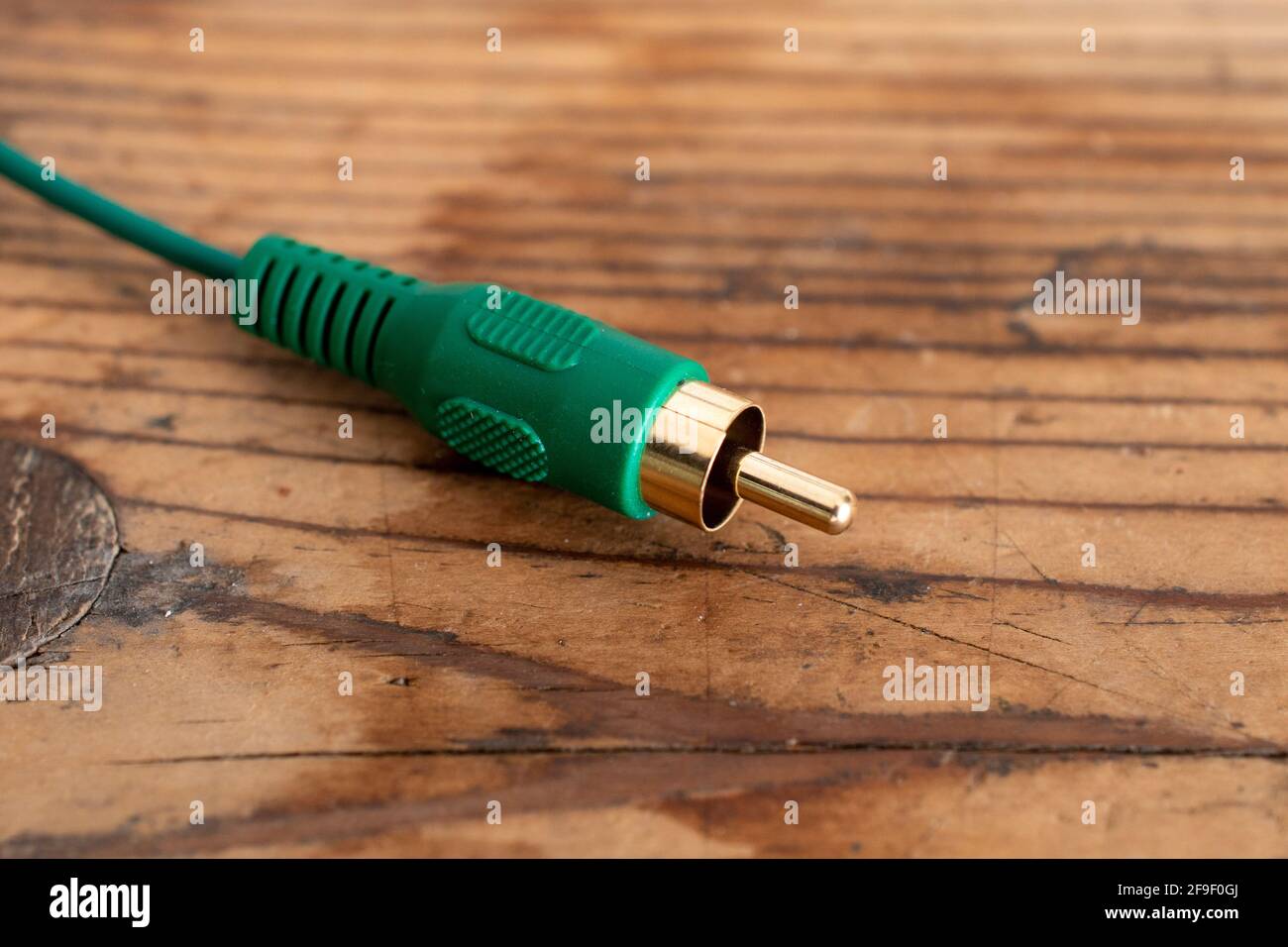 audio-video analog cable on an old wood table background Stock Photo ...