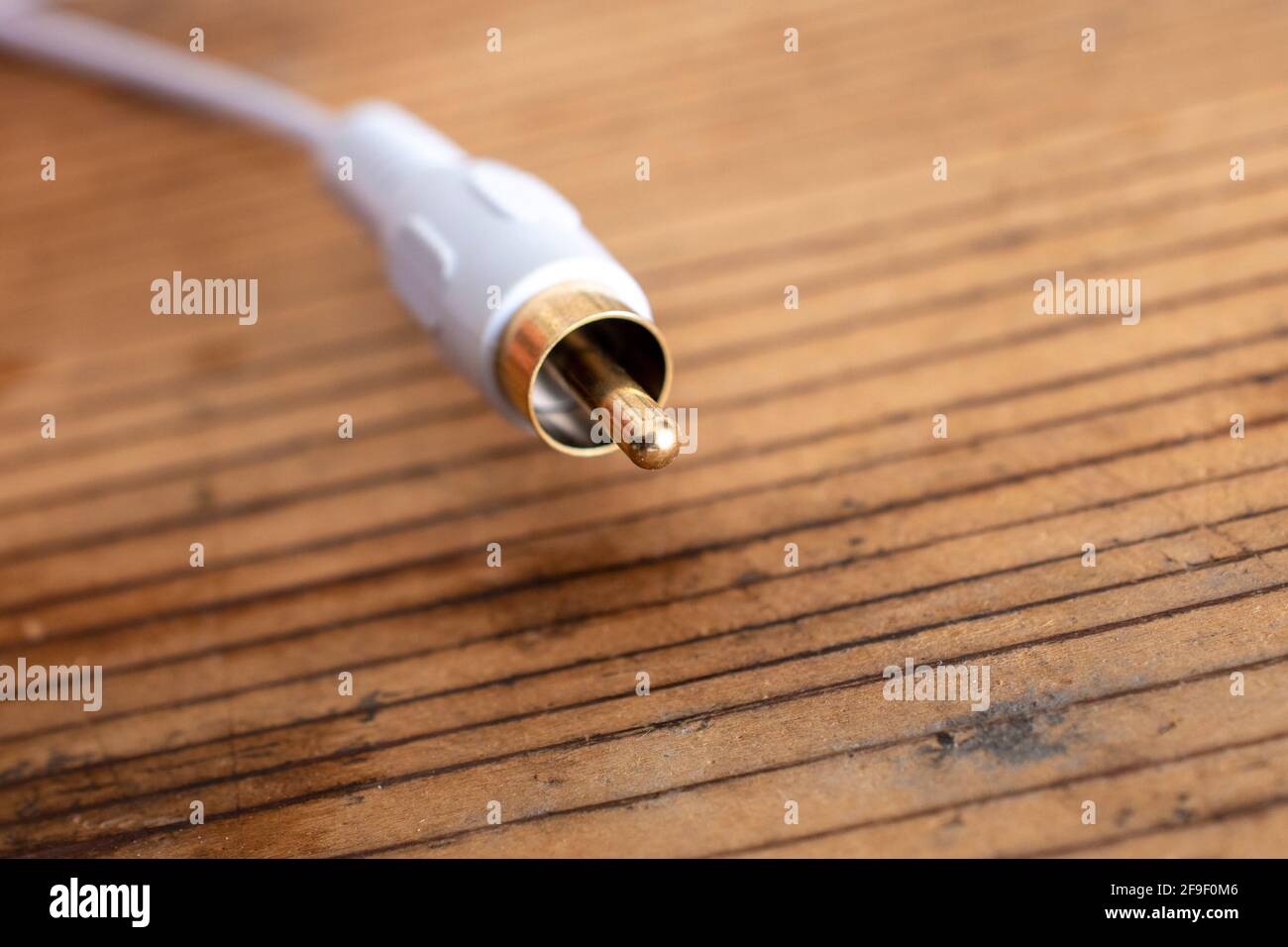 audio-video analog cable on an old wood table background Stock Photo ...