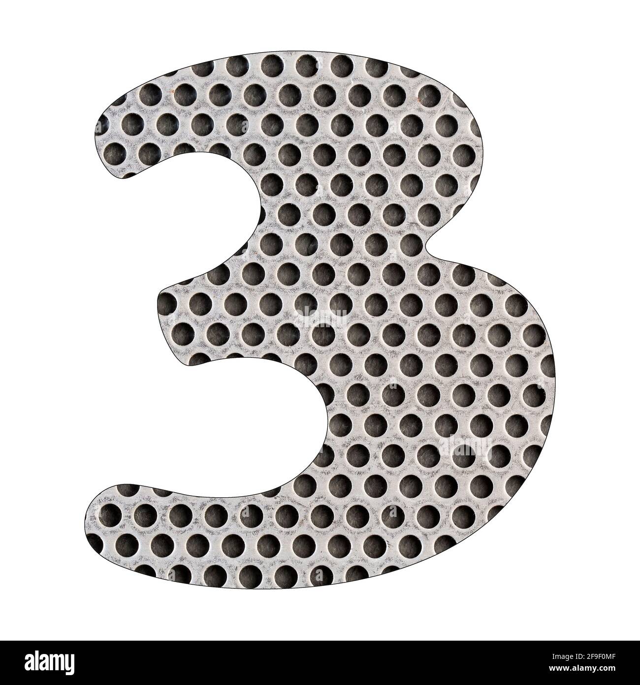 Number 3 - Perforated stainless steel sheet Stock Photo - Alamy
