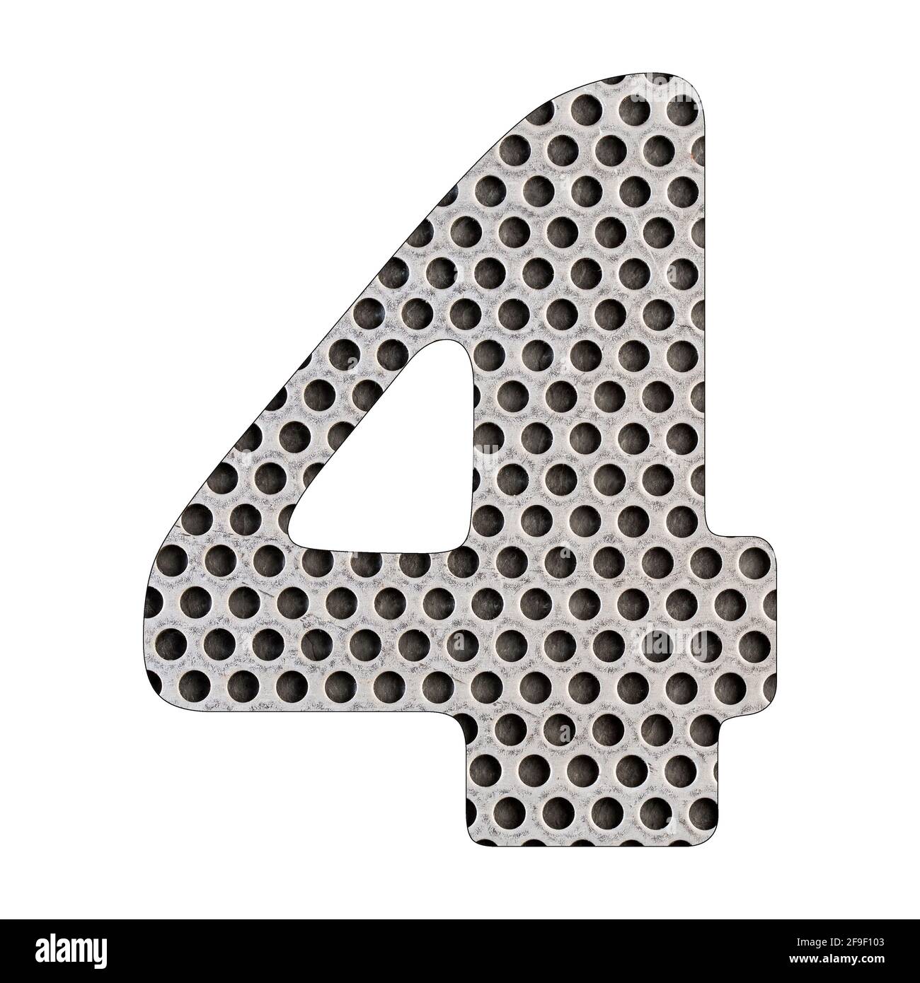 Number 4 - Perforated stainless steel sheet Stock Photo - Alamy