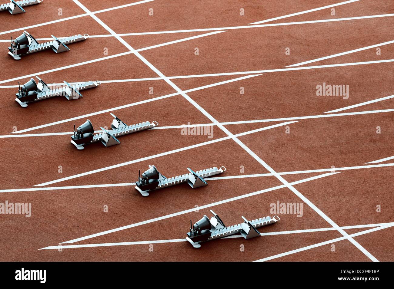 On starting block ready for sprint start. Vintage color filter Stock ...
