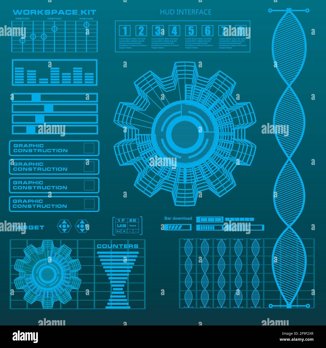 Futuristic blue virtual graphic touch user interface Stock Vector Image ...